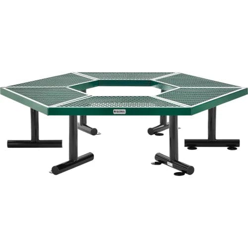 Hexagon Outdoor Tree Bench, Expanded Metal, Green– Centerline Dynamics