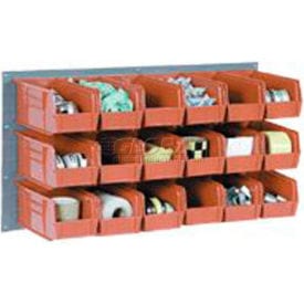 Global Wall Bin Rack Panel 36 x19 - 48 Red 4-1/8x7-1/2x3 Stacking Bins ...
