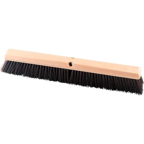 18"W Heavy-Duty Push Broom Head with Stiff Brown Polypropylene Bristle ...