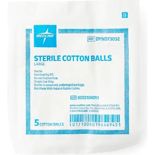 Sterile Cotton Balls, Large, White, 5 per Pack/25 Packs per Case ...