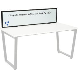 Interion® Universal Clamp-On Desk Partition - Magnetic Whiteboard ...