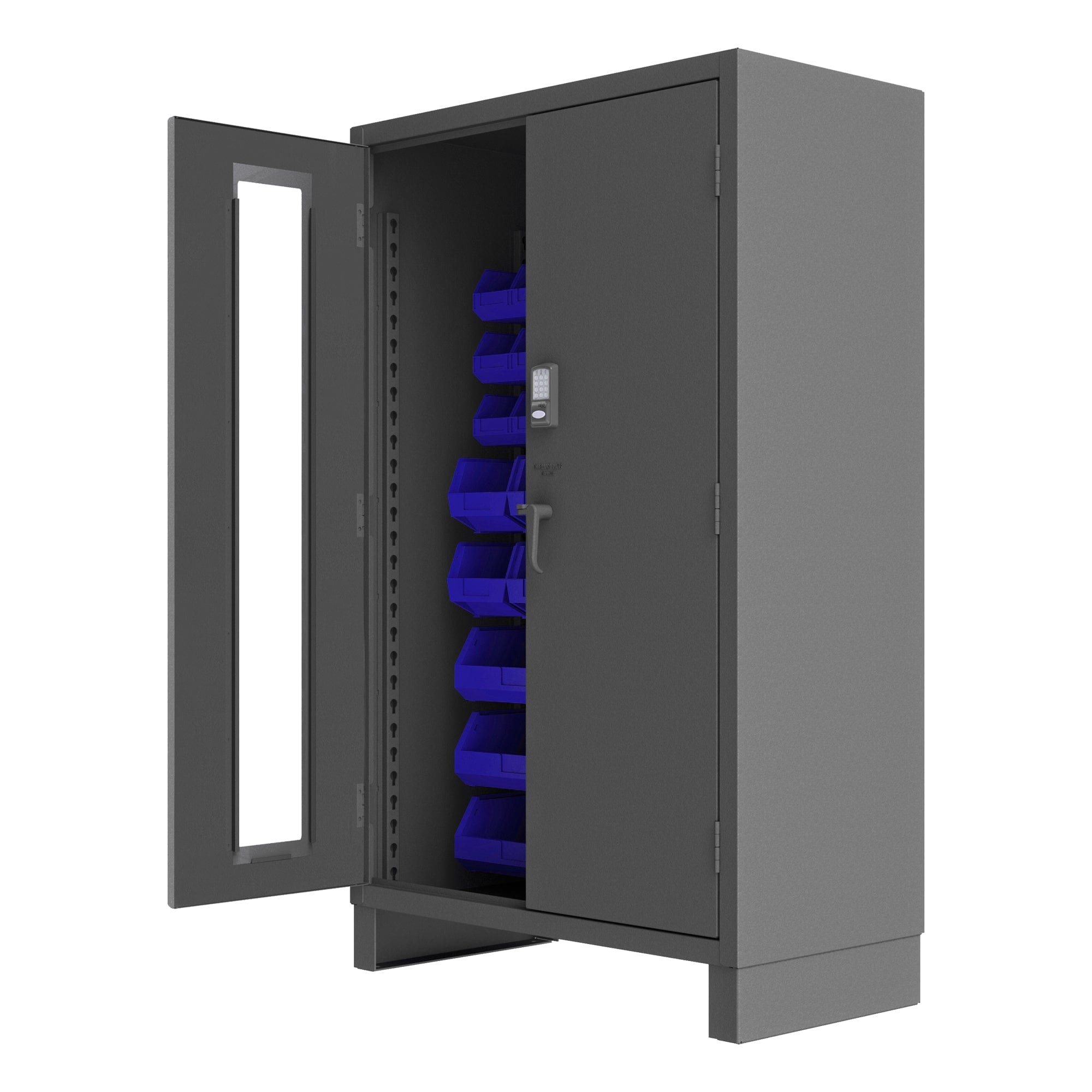 Durham Access Control Cabinet, 14 Gauge, 42 Blue Bins, 48 x 24 x 78 ...