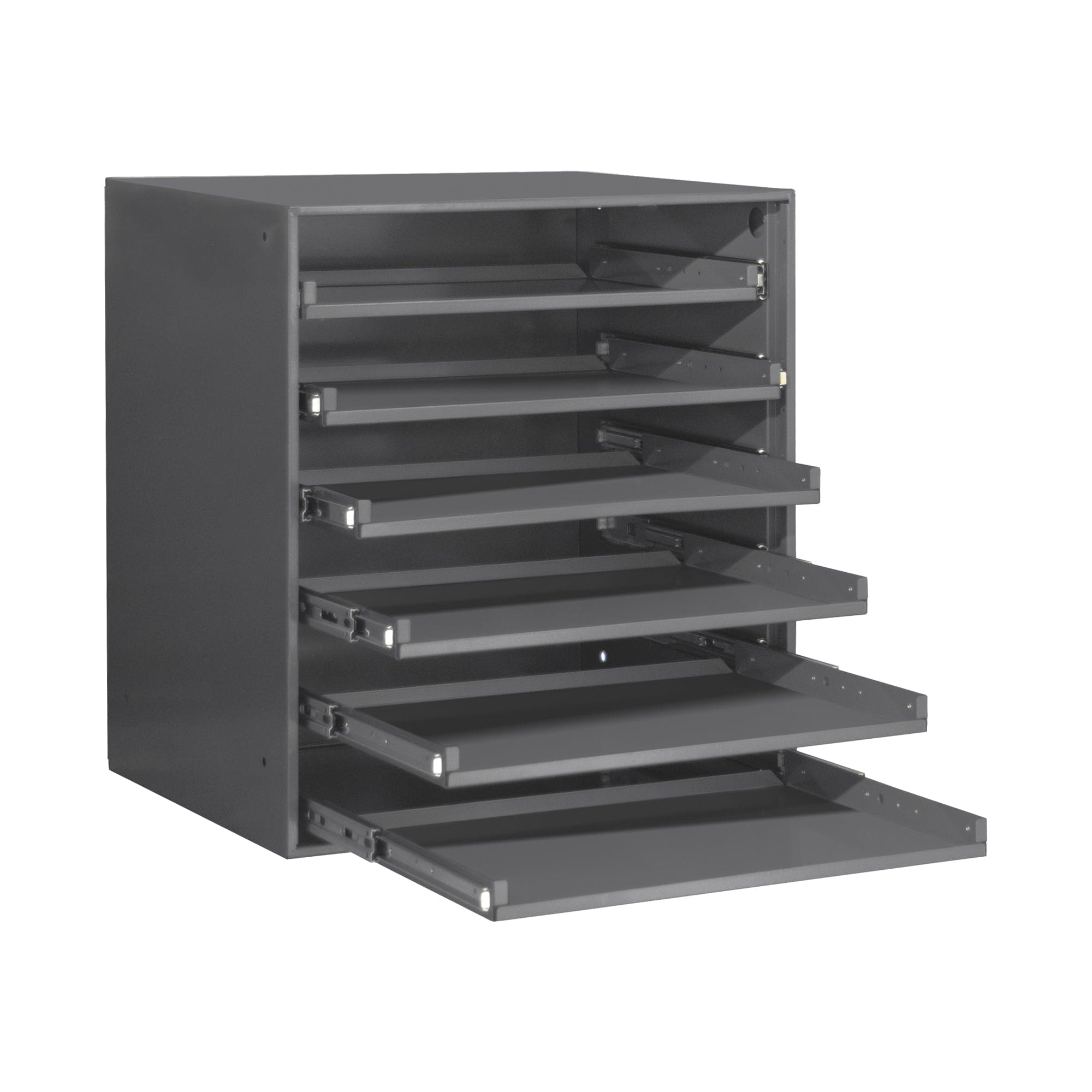 Durham Large Bearing Slide Rack, 6 Compartment Boxes, Heavy Duty Steel ...