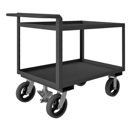 Durham Stock Cart, 2 Shelves, Raised Handle, Floor Lock, 30-1/4 x 54-1 ...