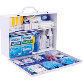 First Aid Kit, 50-75 Person, ANSI Compliant, 2-Shelf Steel Cabinet ...
