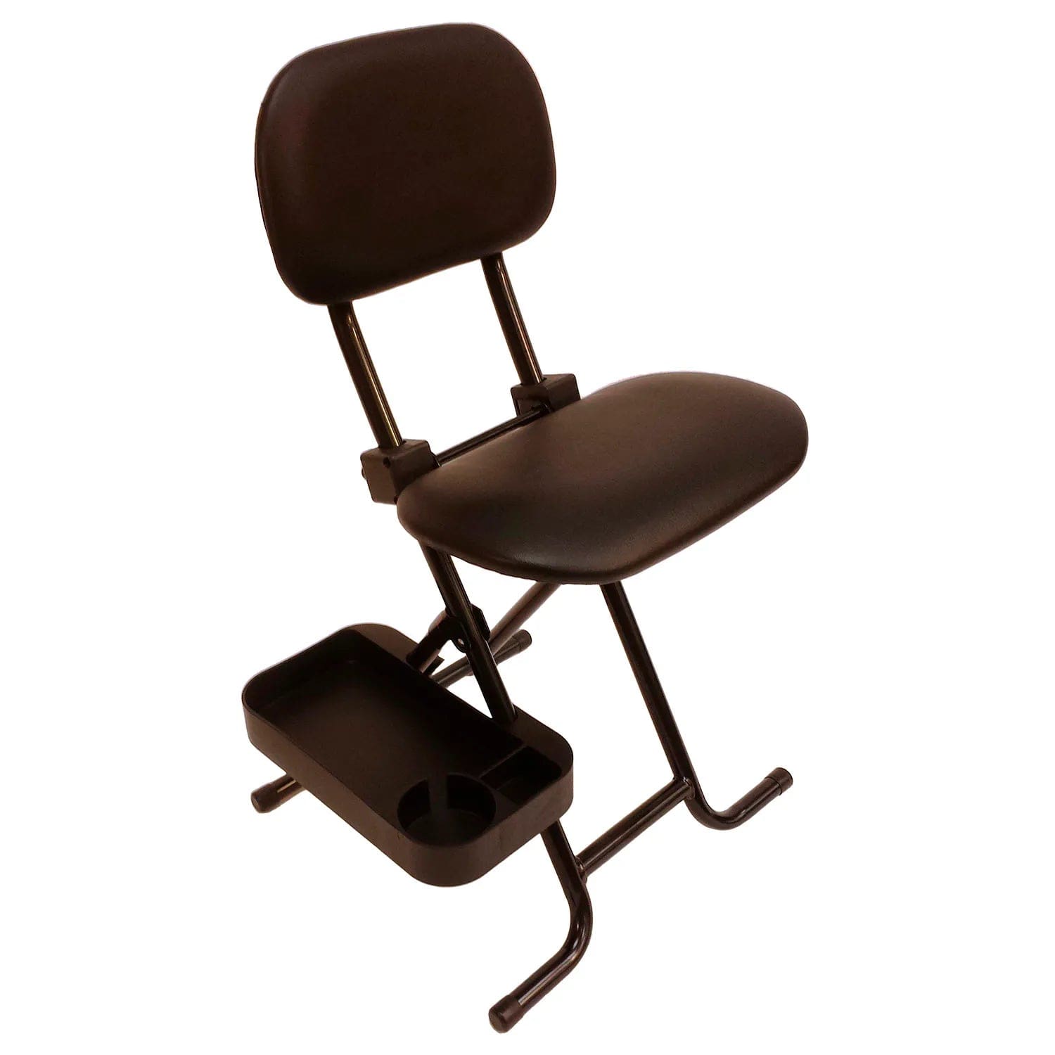Sit-Stand Folding Stool, Vinyl Seat, Black– Centerline Dynamics