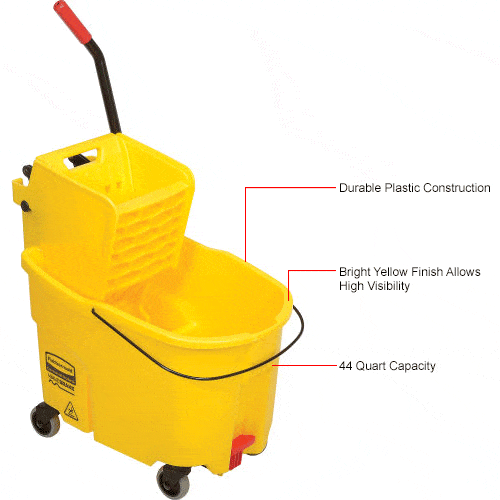 Rubbermaid WaveBrake® 2.0 Mop Bucket & Wringer Combo w/Side Pressure ...