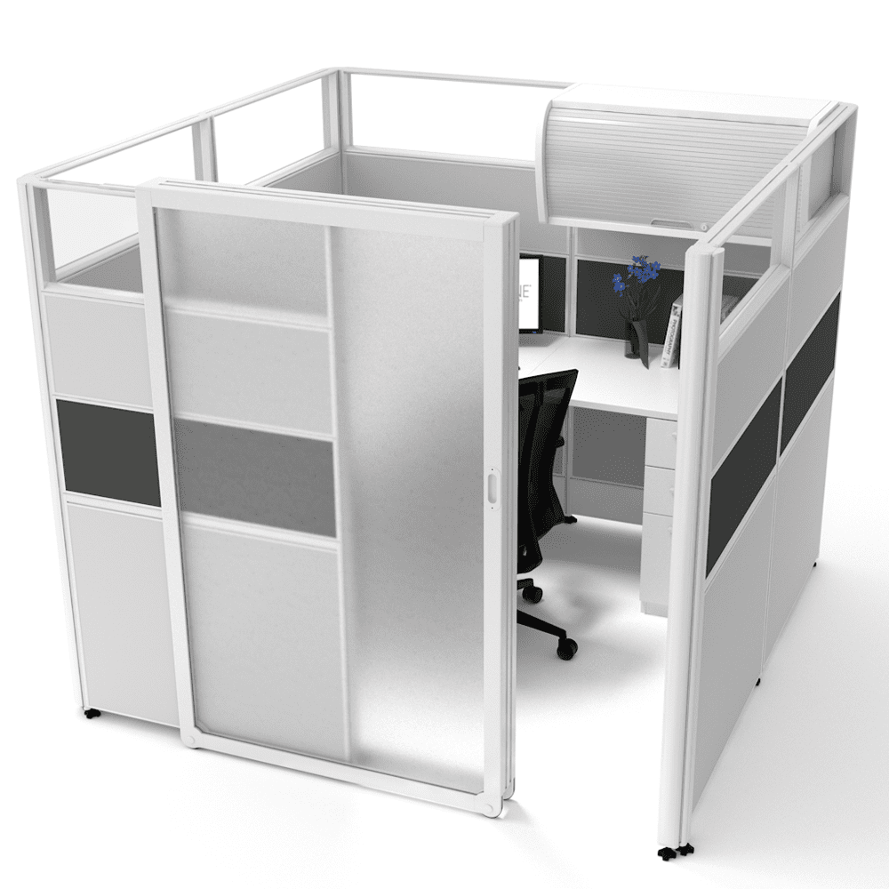 Sunline Signature 6’x6′ – 65″ High Office Cubicle With Sliding Door ...