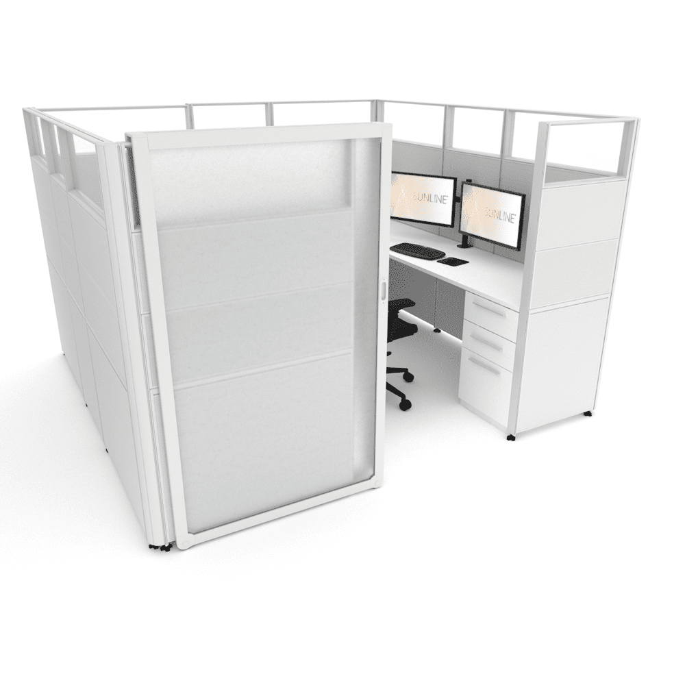Sunline Signature 8’x6′ – 65″ High Office Cubicle With Sliding Door ...