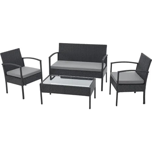 4-Piece Rattan Outdoor Patio Set, Open Leg, Black– Centerline Dynamics