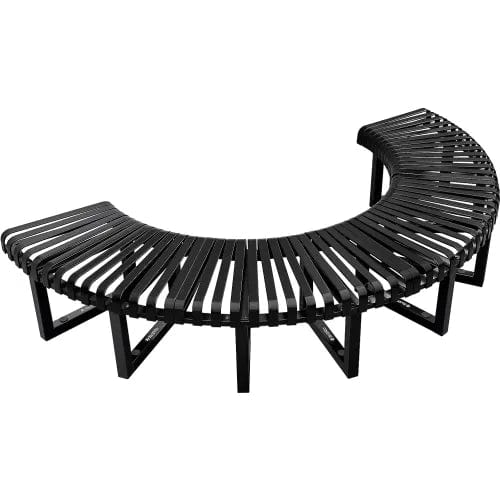 Outdoor Curved Bench, Steel Slat, Half Circle, Black– Centerline Dynamics