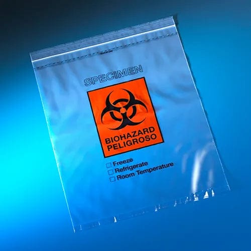 Biohazard Specimen Transport Bag, 12 x 15, Zipper with Score Line and ...