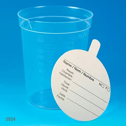 Graduated Specimen Container With Pour Spout, 6.5 oz., Paper Lid, Poly ...
