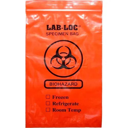 Reclosable 3-Wall Specimen Transfer Bag (Biohazard), 6" x 9", Red Opaq ...
