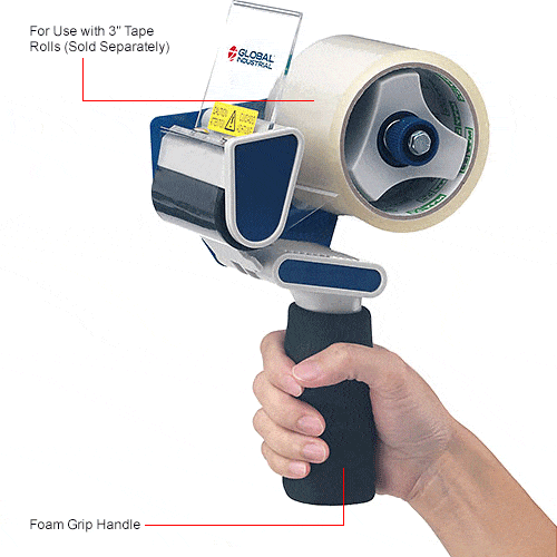Packaging Tape Dispenser with Foam Grip Handle & Reinforced Blade 3" T ...