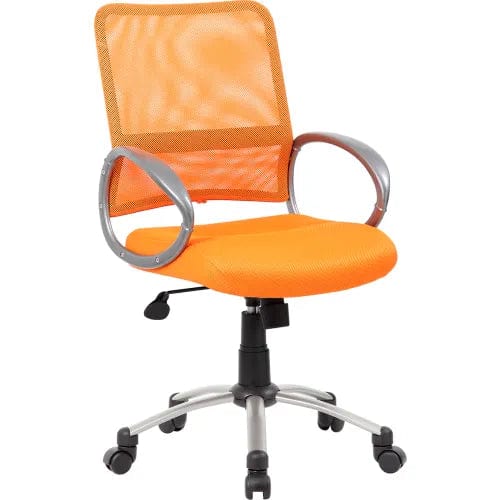 Mesh Back Office Chair with Arms - Fabric - Mid Back - Orange ...